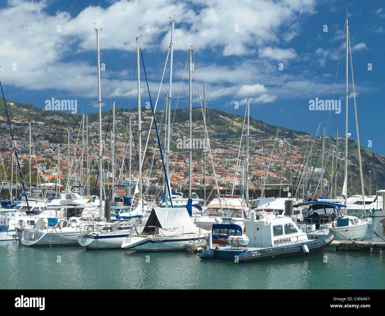 Boats yacht yachts boat moored in the marina Funchal Harbour Madeira ...