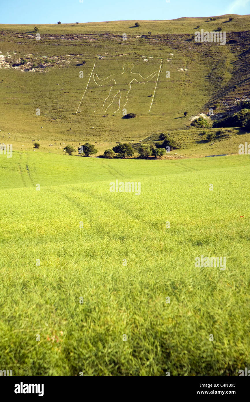 Prehistoric image in chalk hillside, The Long Man of Wilmington, East ...