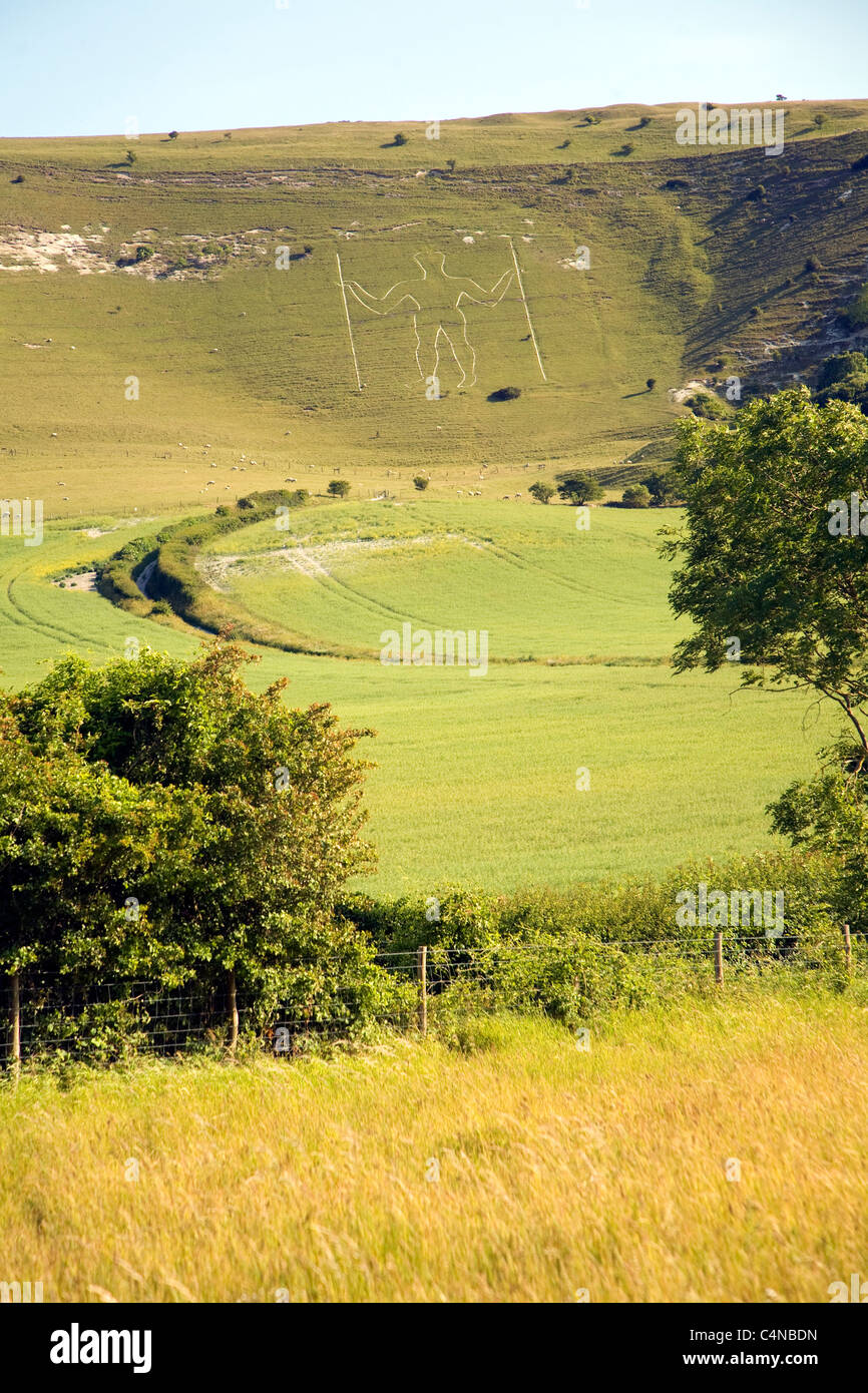 Prehistoric image in chalk hillside, The Long Man of Wilmington, East ...