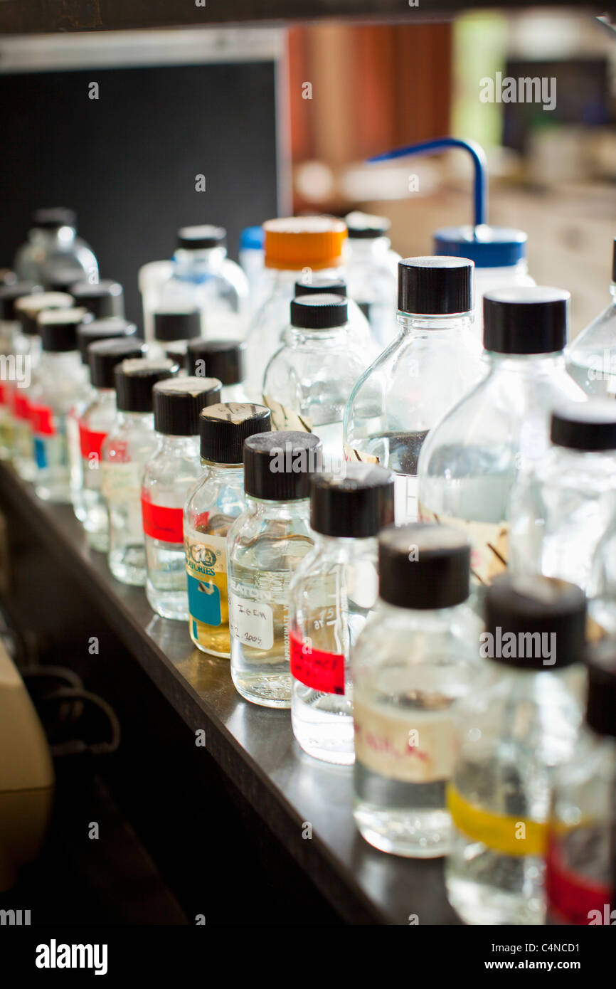 Glass jars of lab samples Stock Photo - Alamy