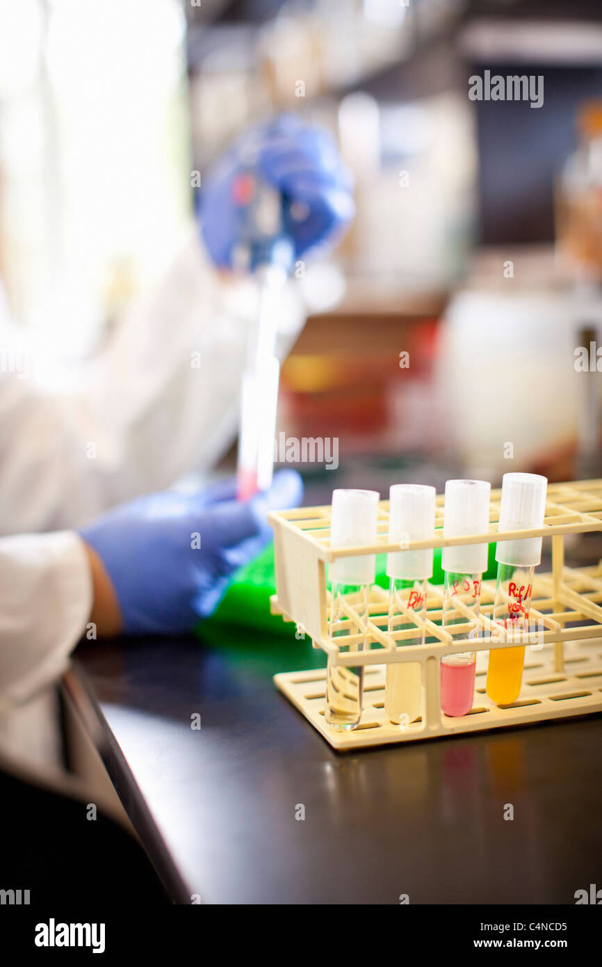 Lab worker taking samples Stock Photo - Alamy