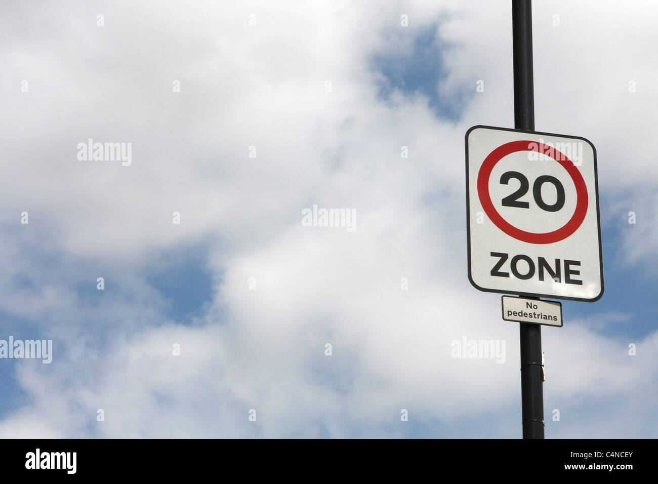 A '20mph zone' sign against the sky Stock Photo - Alamy