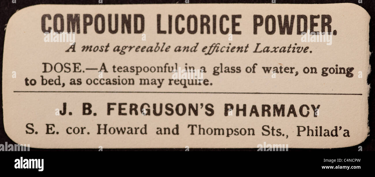 Antique prescription drug label Stock Photo - Alamy