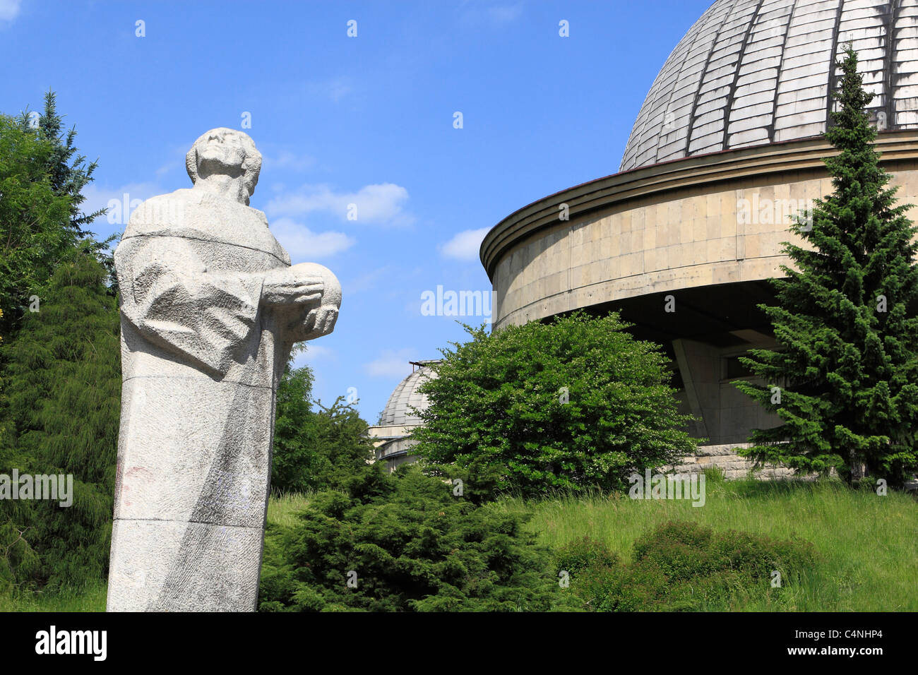 Nicolaus Copernicus Statue stands in front of Silesian Planetarium ...