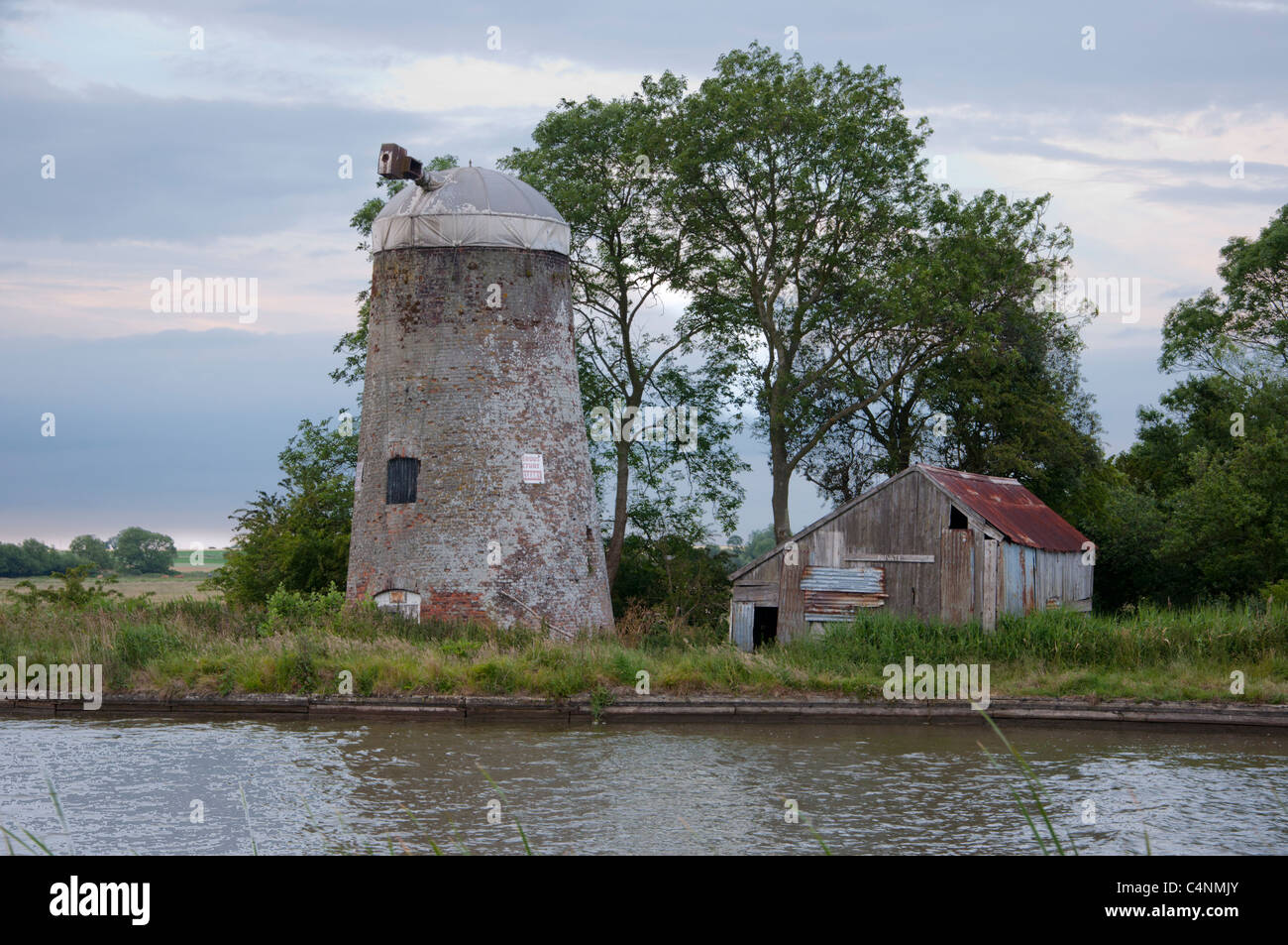 Derelict drainage windmill Oby drainage mill Norfolk England UK Stock ...