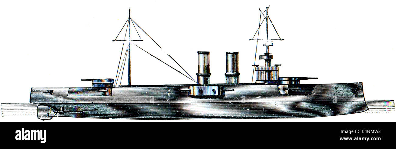 D, the Austro-Hungarian armored cruiser, 1898, 6100 tons, 119 meter ...