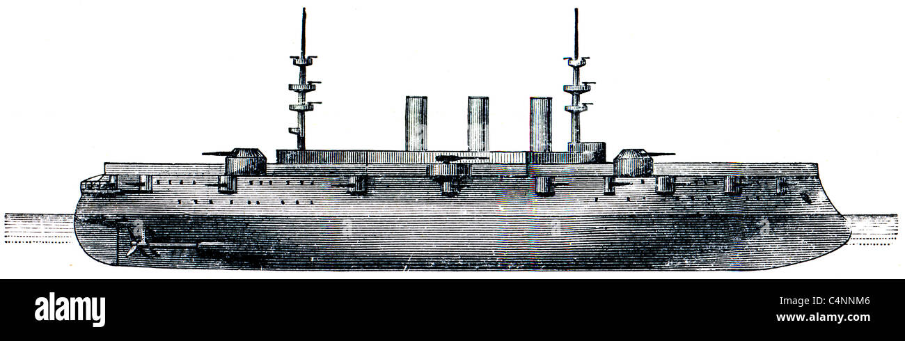 New York, North American armored cruiser, 1891, 8200 tons, 116 meters ...
