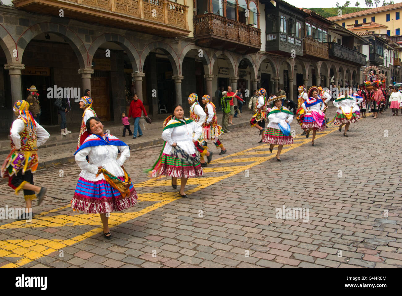 Dancing girls in traditional costumes dance in Feast of the Epiphany ...