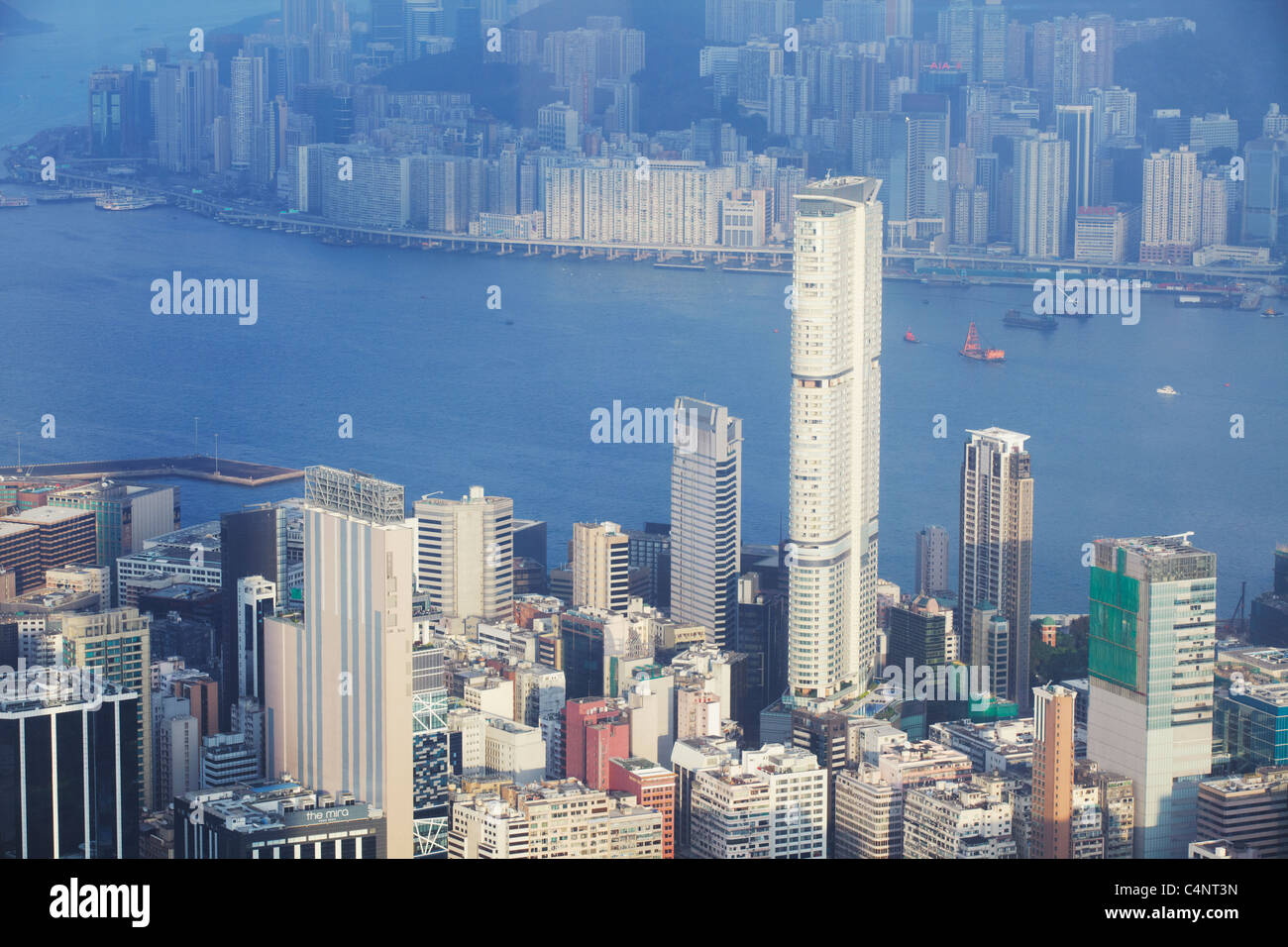 Aerial view of Tsim Sha Tsui from Sky 100 observation deck in ICC (International Commerce Centre ...