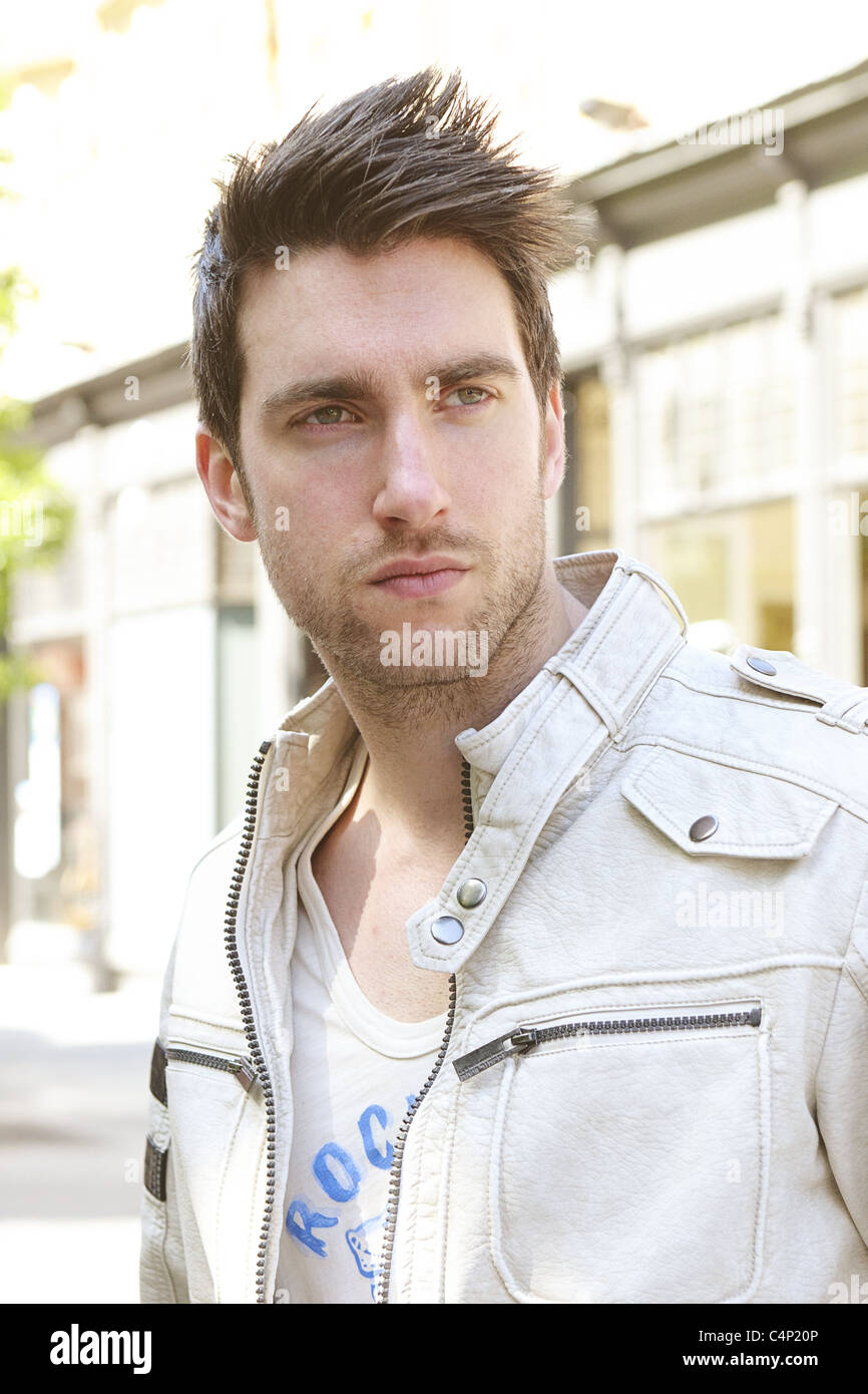 Street fashion shoot with male model Stock Photo - Alamy