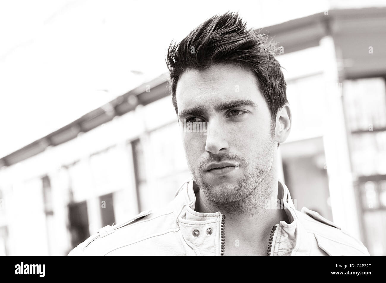 Street fashion shoot with male model Stock Photo - Alamy