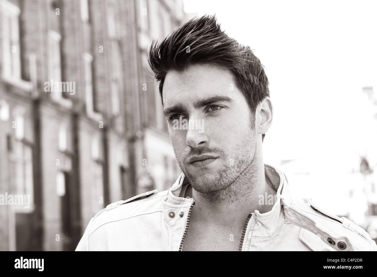 Street fashion shoot with male model Stock Photo - Alamy