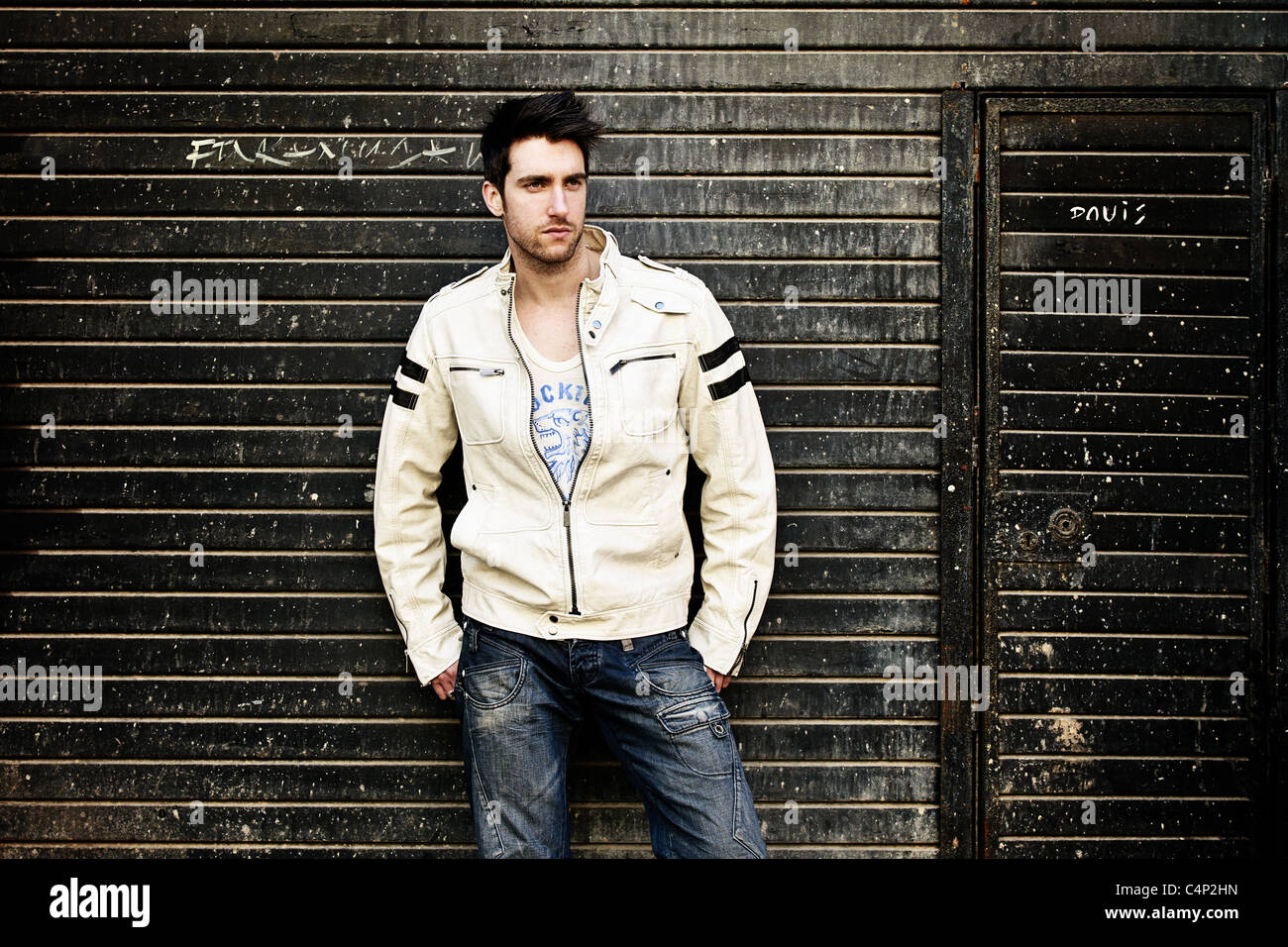 Street fashion shoot with male model Stock Photo - Alamy