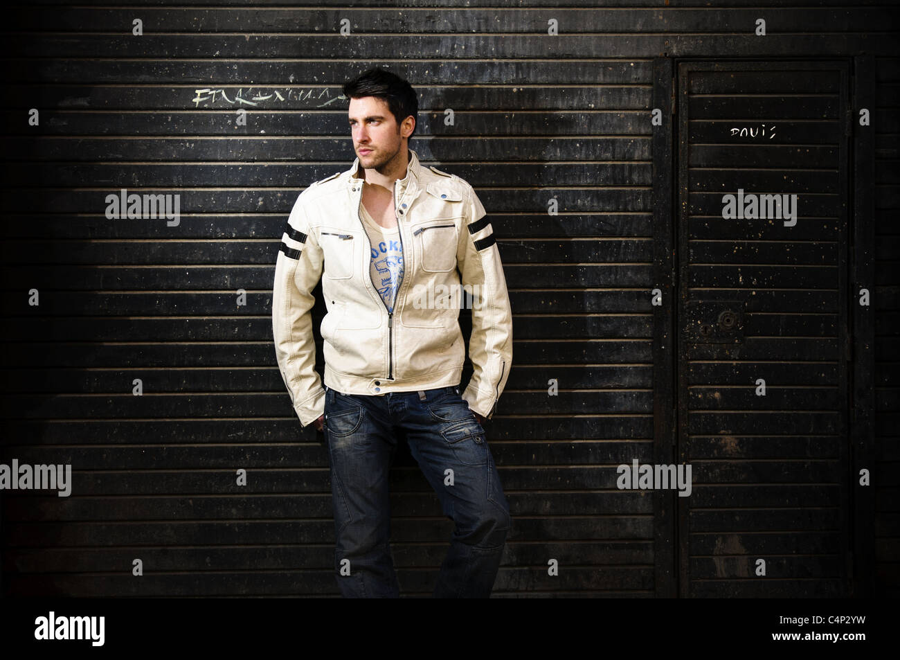 Street fashion shoot with male model Stock Photo - Alamy