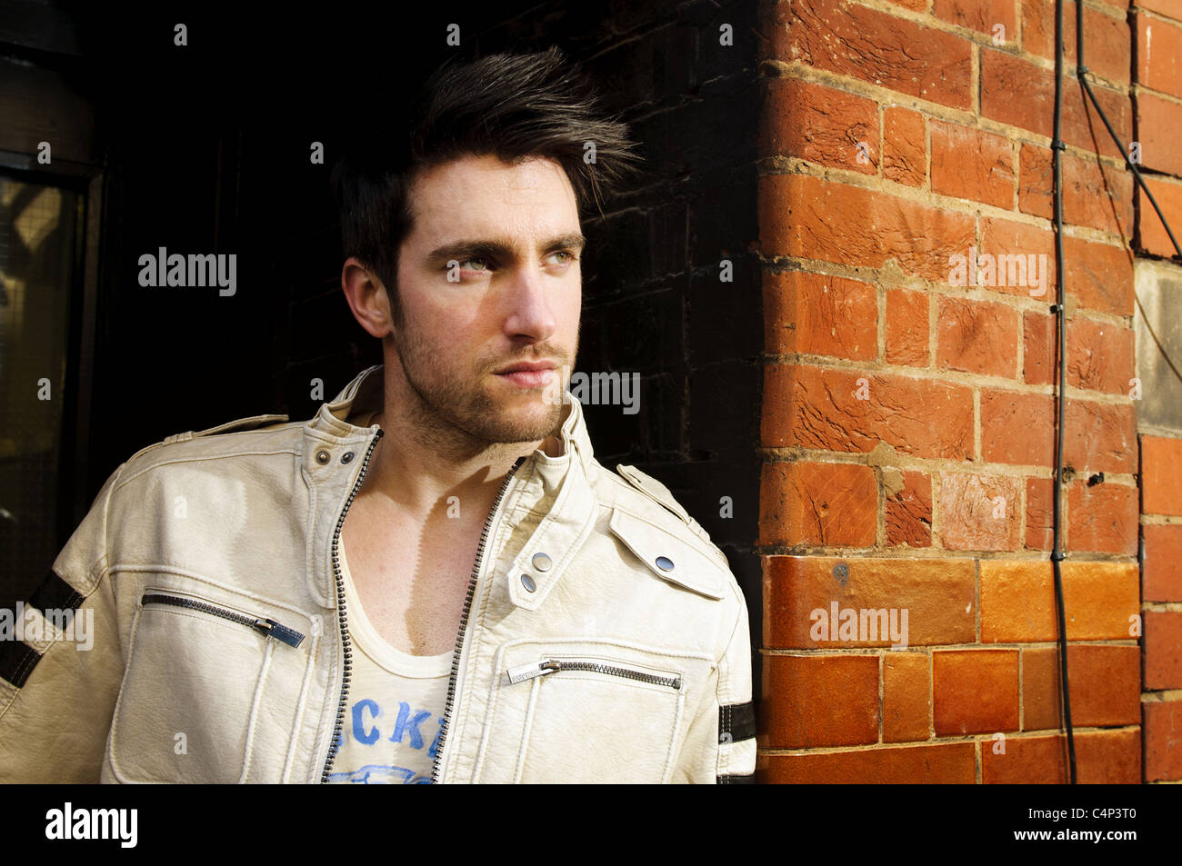 Street fashion shoot with male model Stock Photo - Alamy