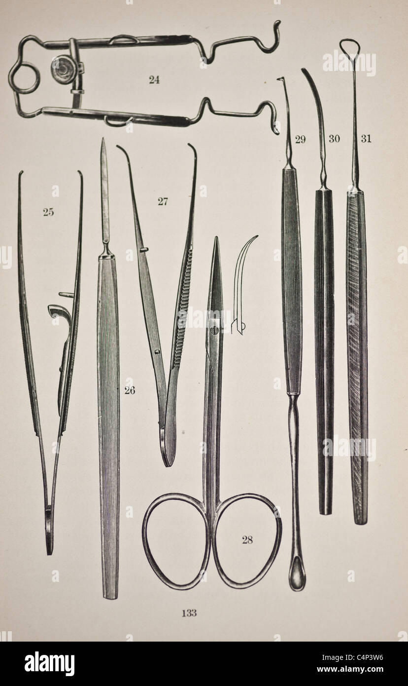 Antique Illustration of Surgical Tools and Medical Apparatus Stock ...
