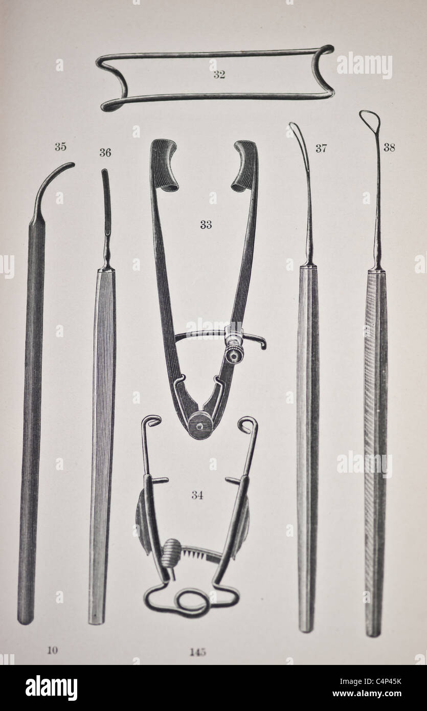 Antique Illustration of Surgical Tools and Medical Apparatus Stock ...