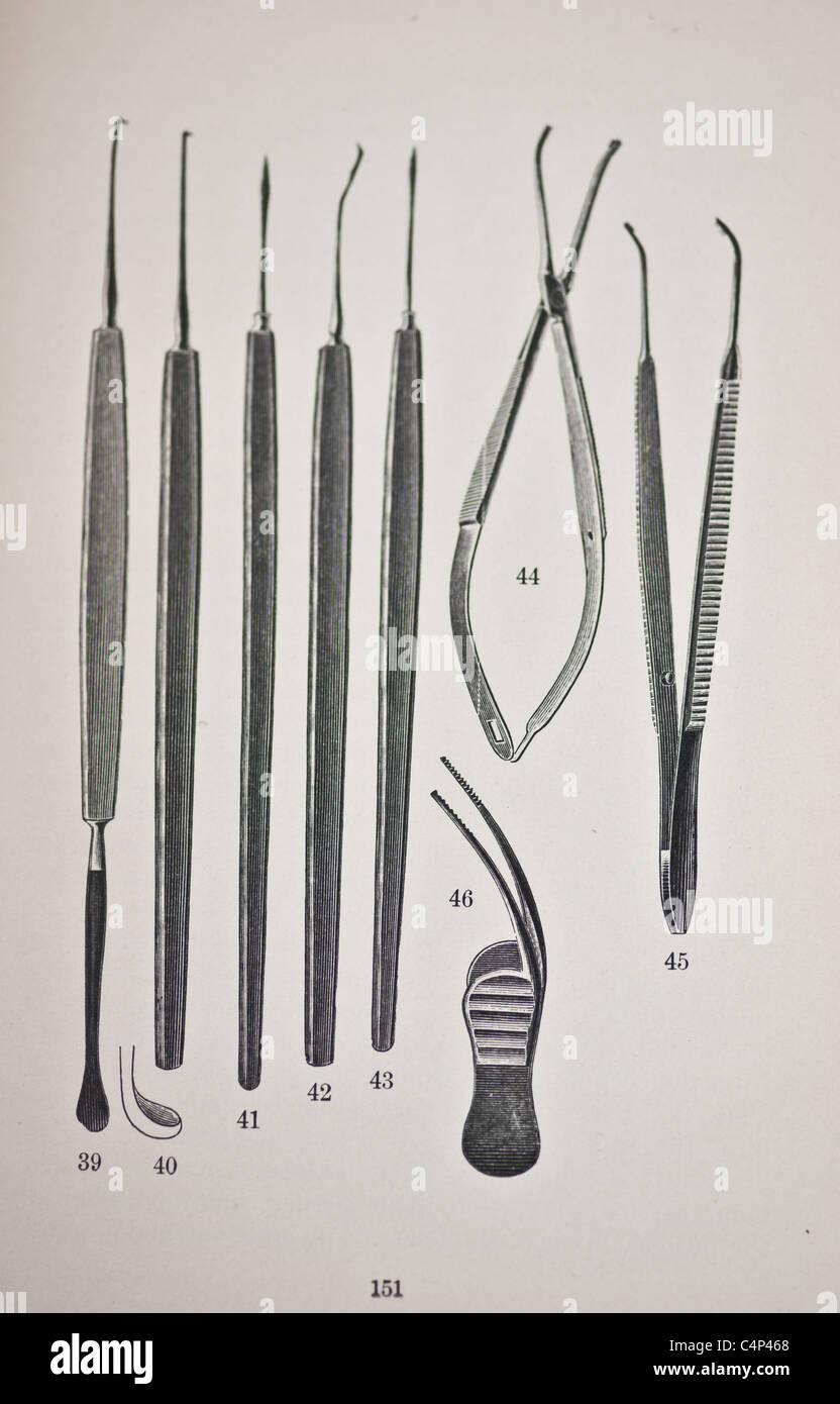 Antique Illustration of Surgical Tools and Medical Apparatus Stock ...