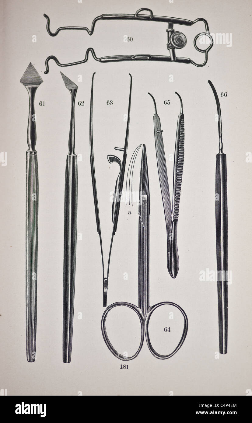 Antique Illustration of Surgical Tools and Medical Apparatus Stock ...