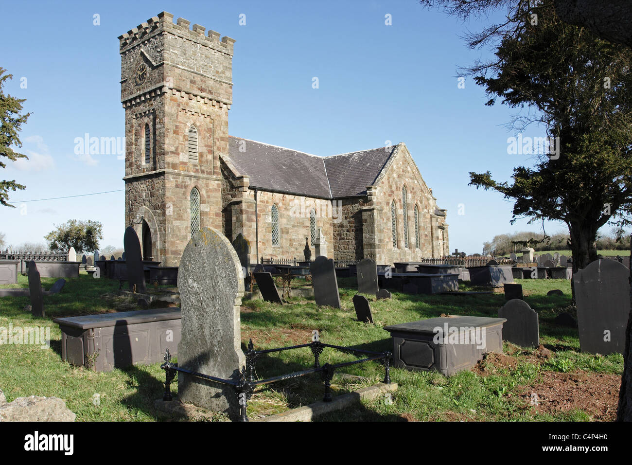 Brynsiencyn parish church on the Island of Anglesey, North Wales Stock ...