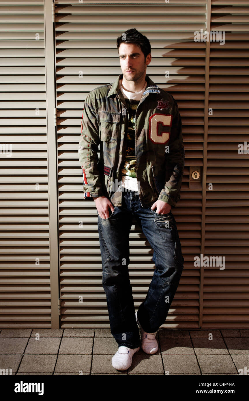 Street fashion shoot with male model Stock Photo - Alamy