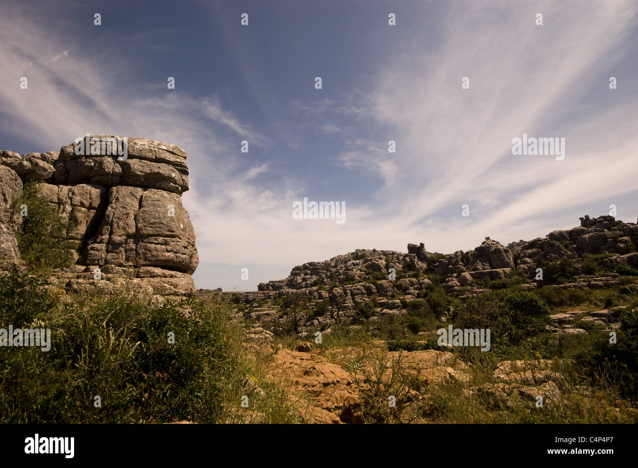 ROCK FORMATIONS AT EL TORCAL MOUNTAIN NEAR ANTEQUERA ANDALUCIA SPAIN ...