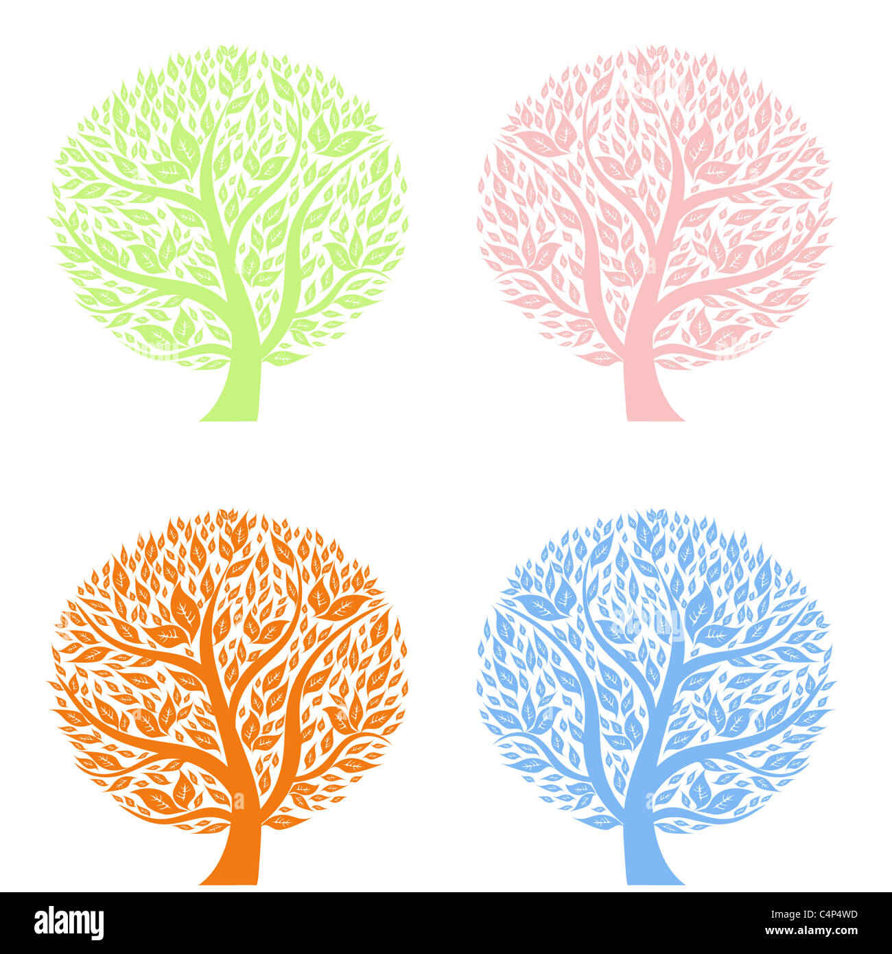 Abstract art trees of four seasons Stock Photo - Alamy