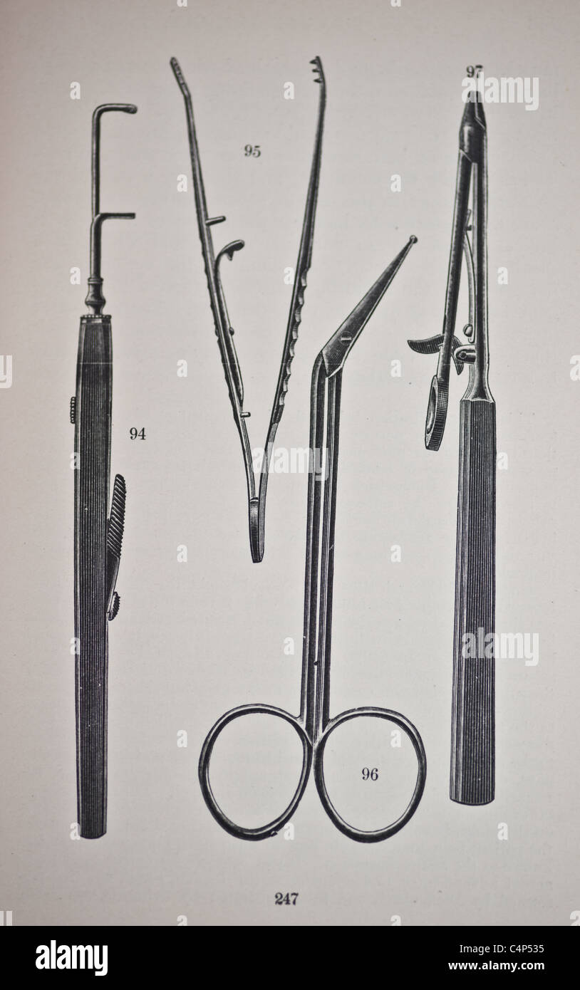 Antique Illustration of Surgical Tools and Medical Apparatus Stock ...