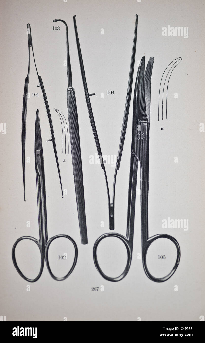 Antique Illustration of Surgical Tools and Medical Apparatus Stock ...