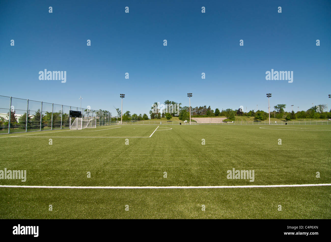 A newly constructed soccer field with artificial turf Stock Photo - Alamy