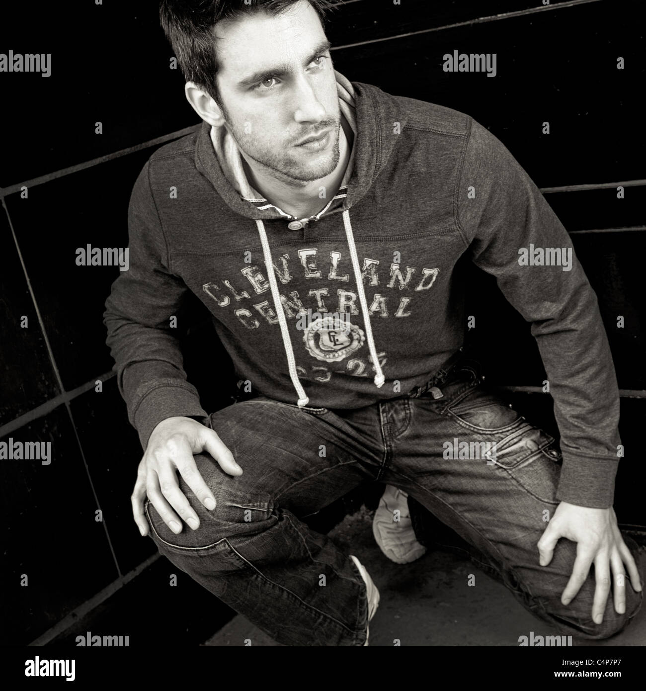 Street fashion shoot with male model Stock Photo - Alamy