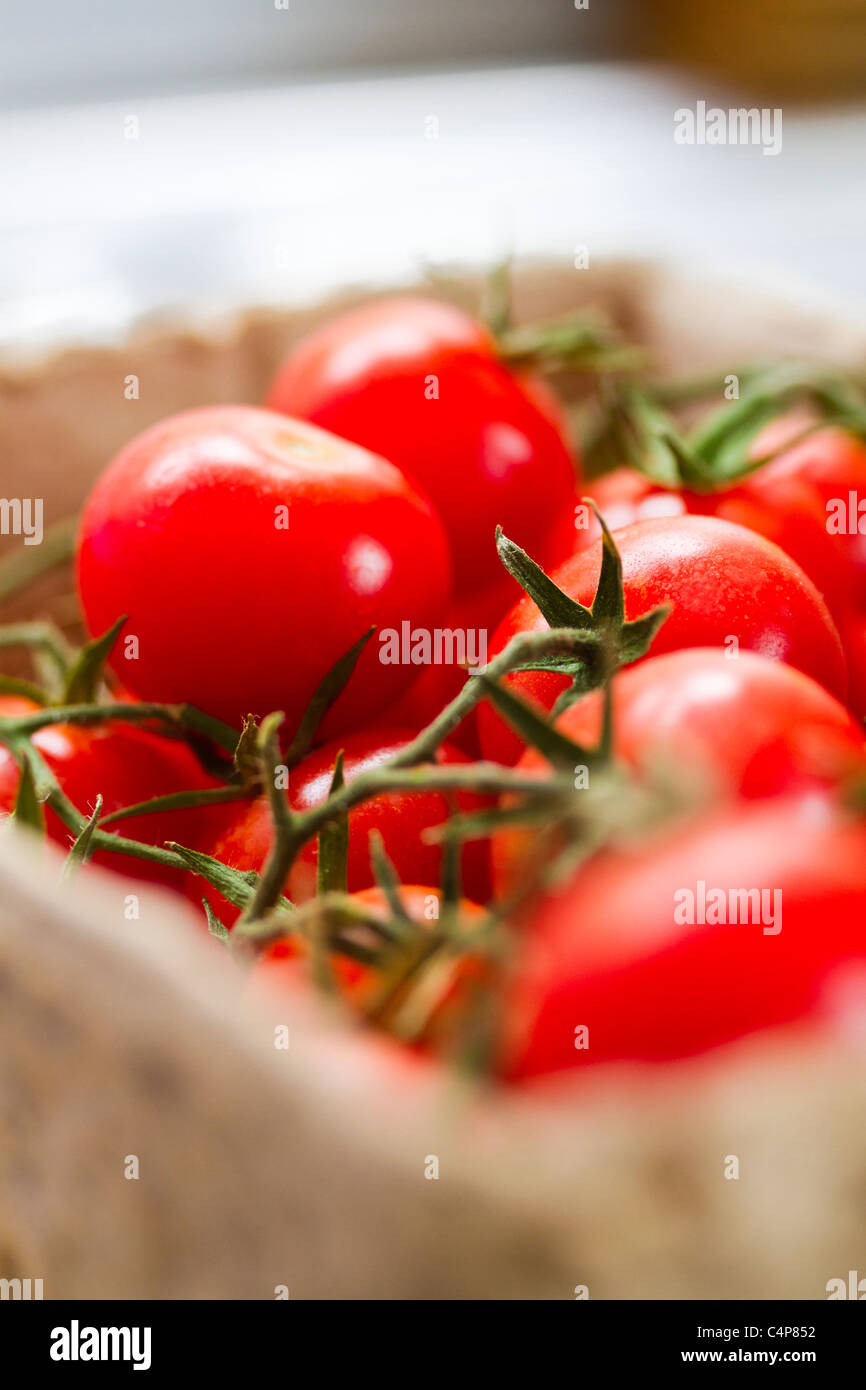 Cherry tomatoes in box Stock Photo - Alamy