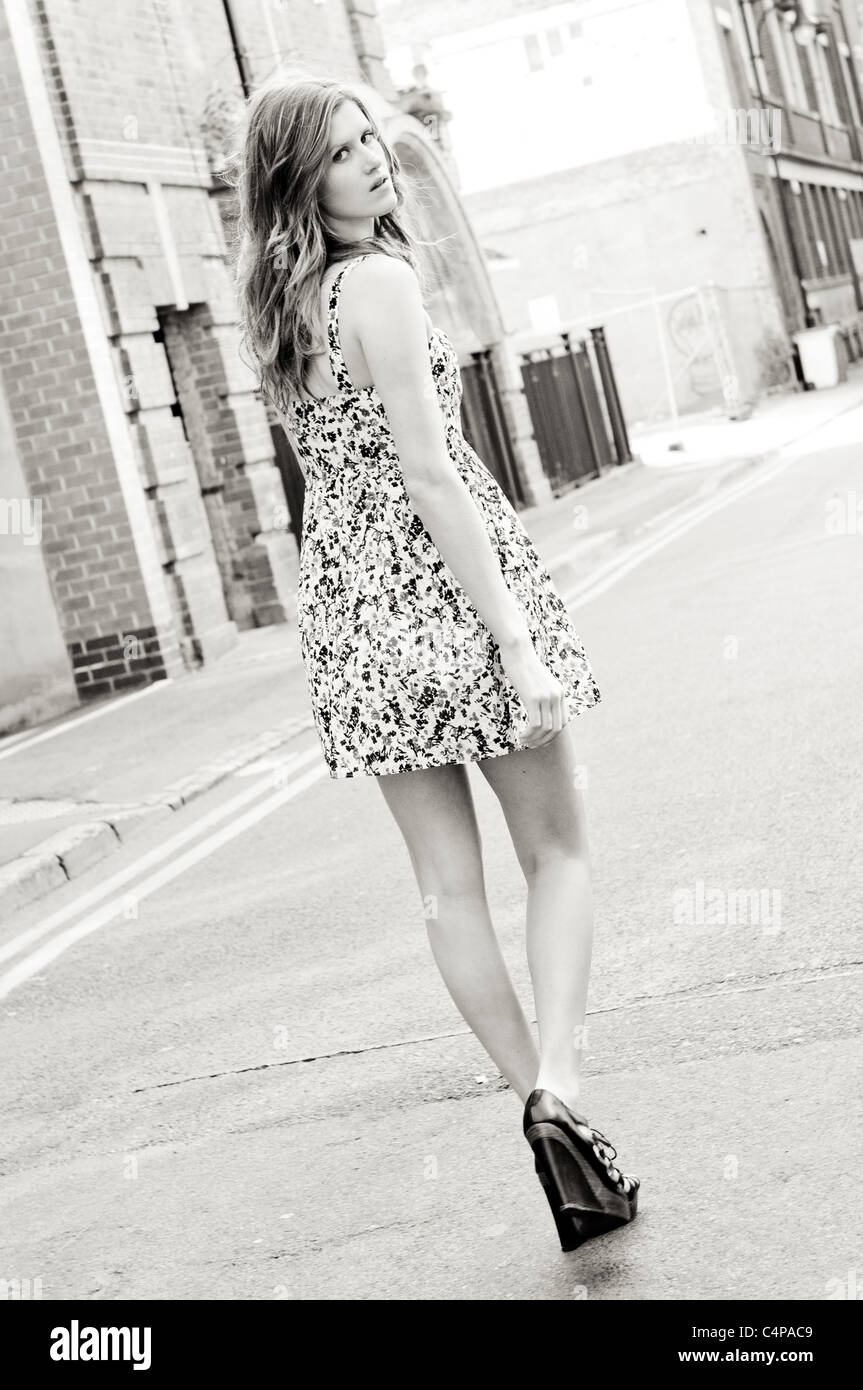 Fashion model street shoot Stock Photo - Alamy