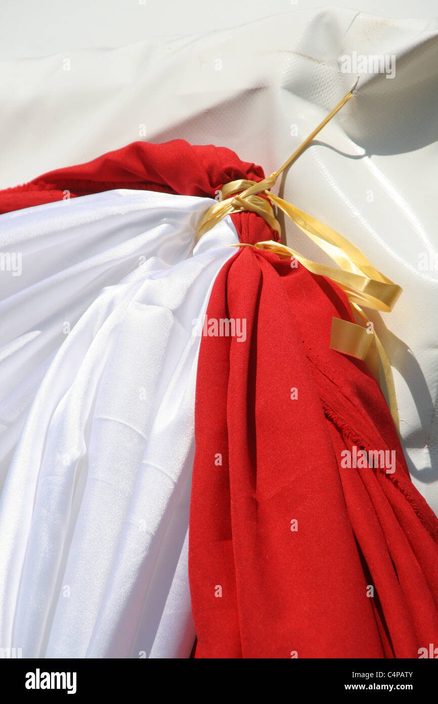 close up detail of peru peruvian flag banner Stock Photo - Alamy