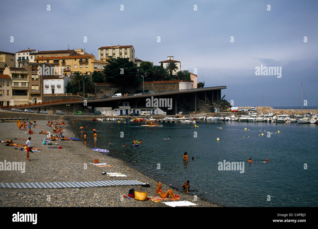 Cerbere France Languedoc-Roussillon People Sunbathing On The Beach ...