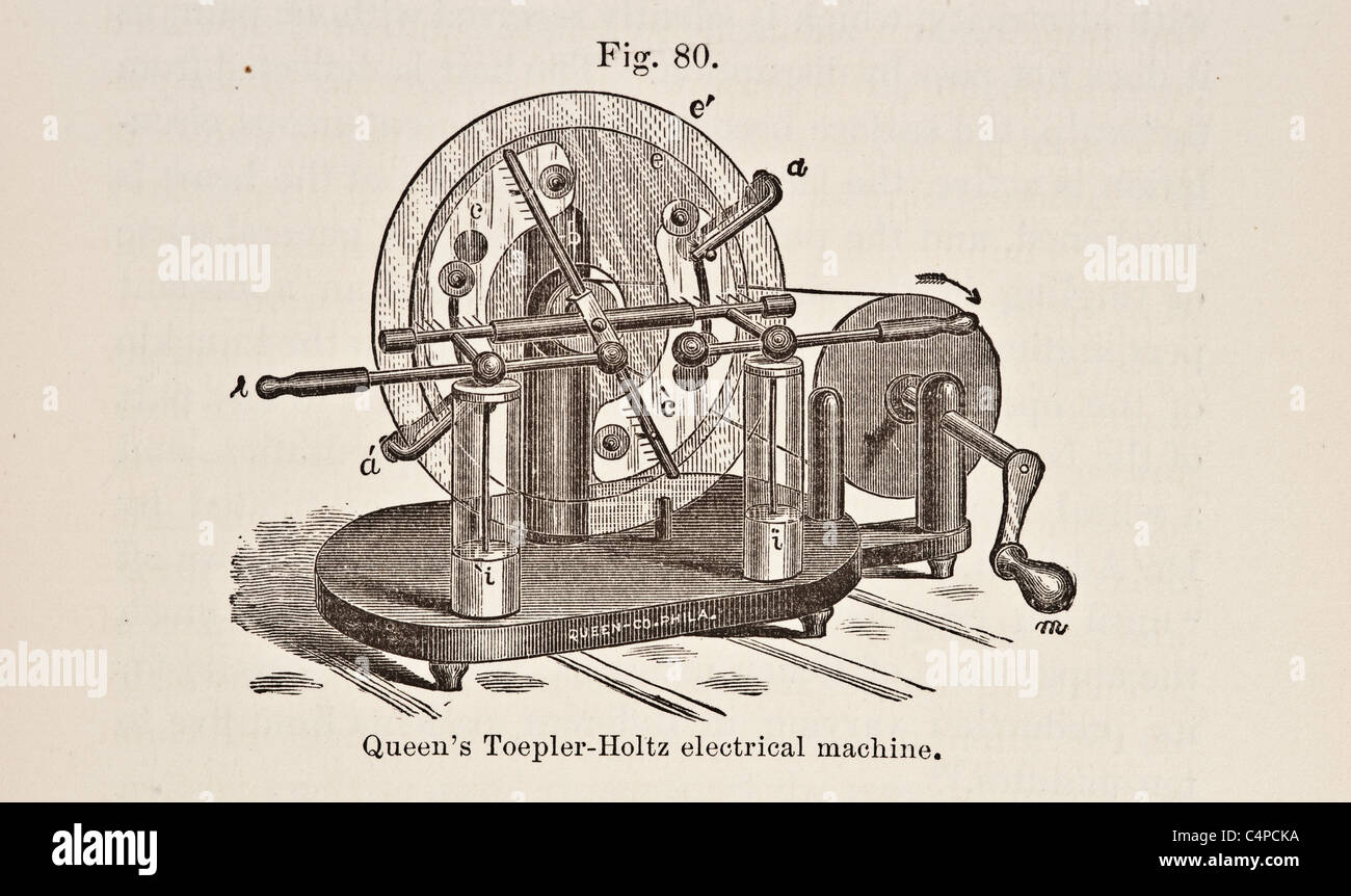 Illustration of Queen's Toepler-Holtz Electrical Machine circa 1881 ...