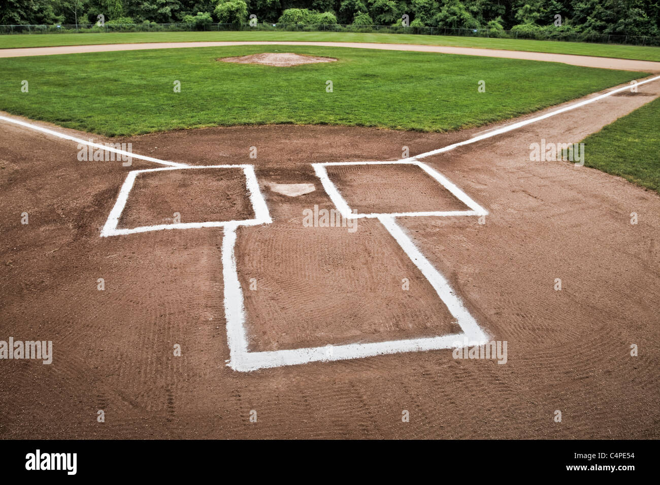 Home plate area on a college baseball field Stock Photo - Alamy
