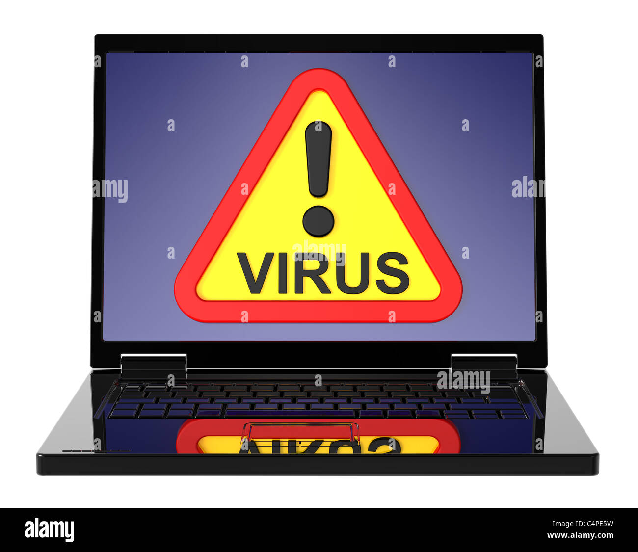 Virus warning sign on laptop screen Stock Photo - Alamy