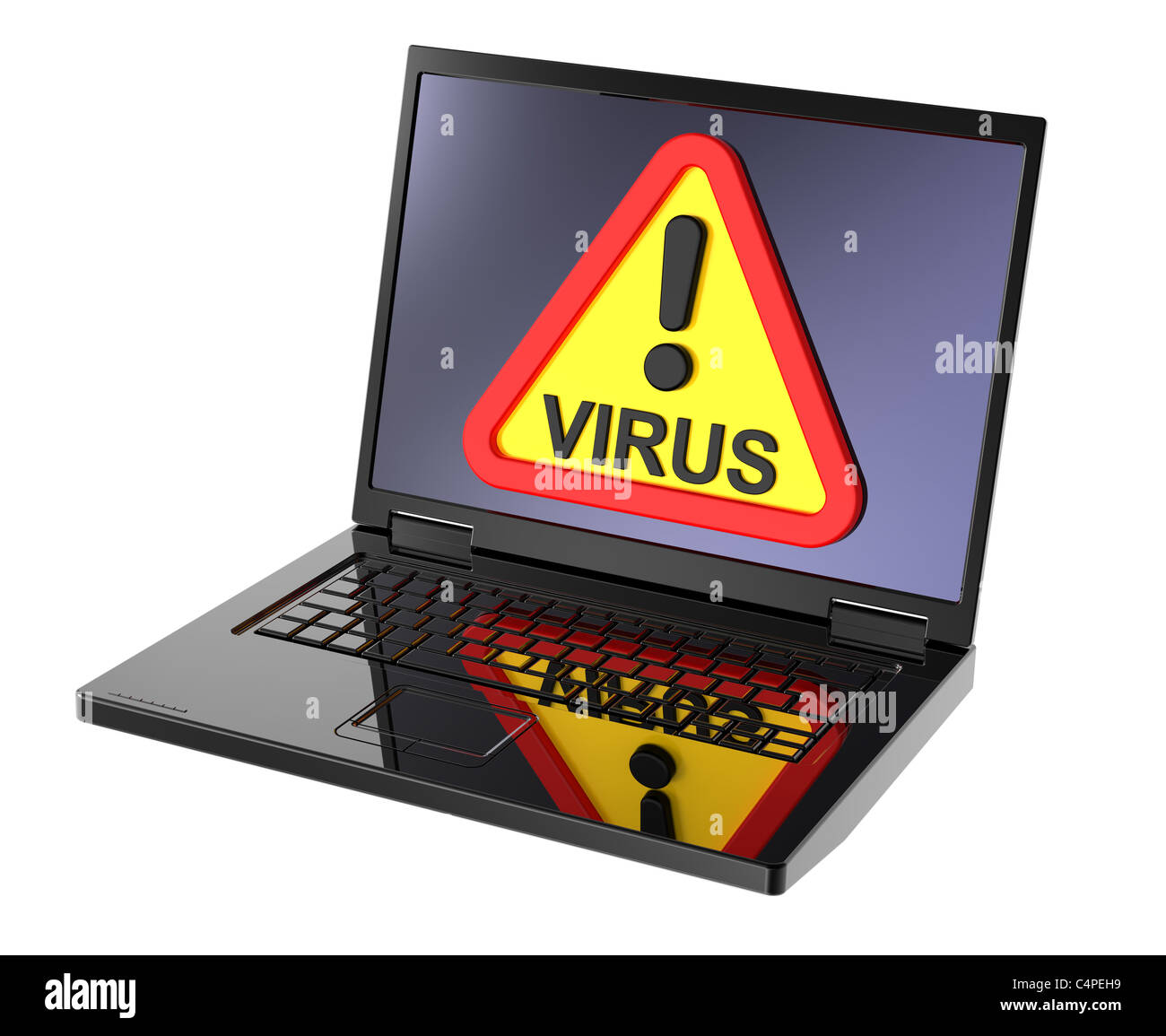 Virus warning sign on laptop screen Stock Photo - Alamy