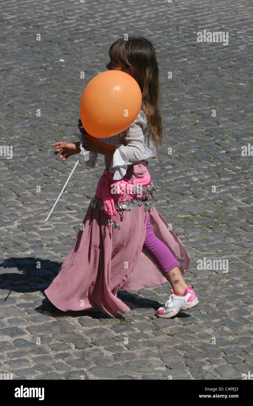 gypsy rom girl wearing traditional costume at an event in rome italy ...