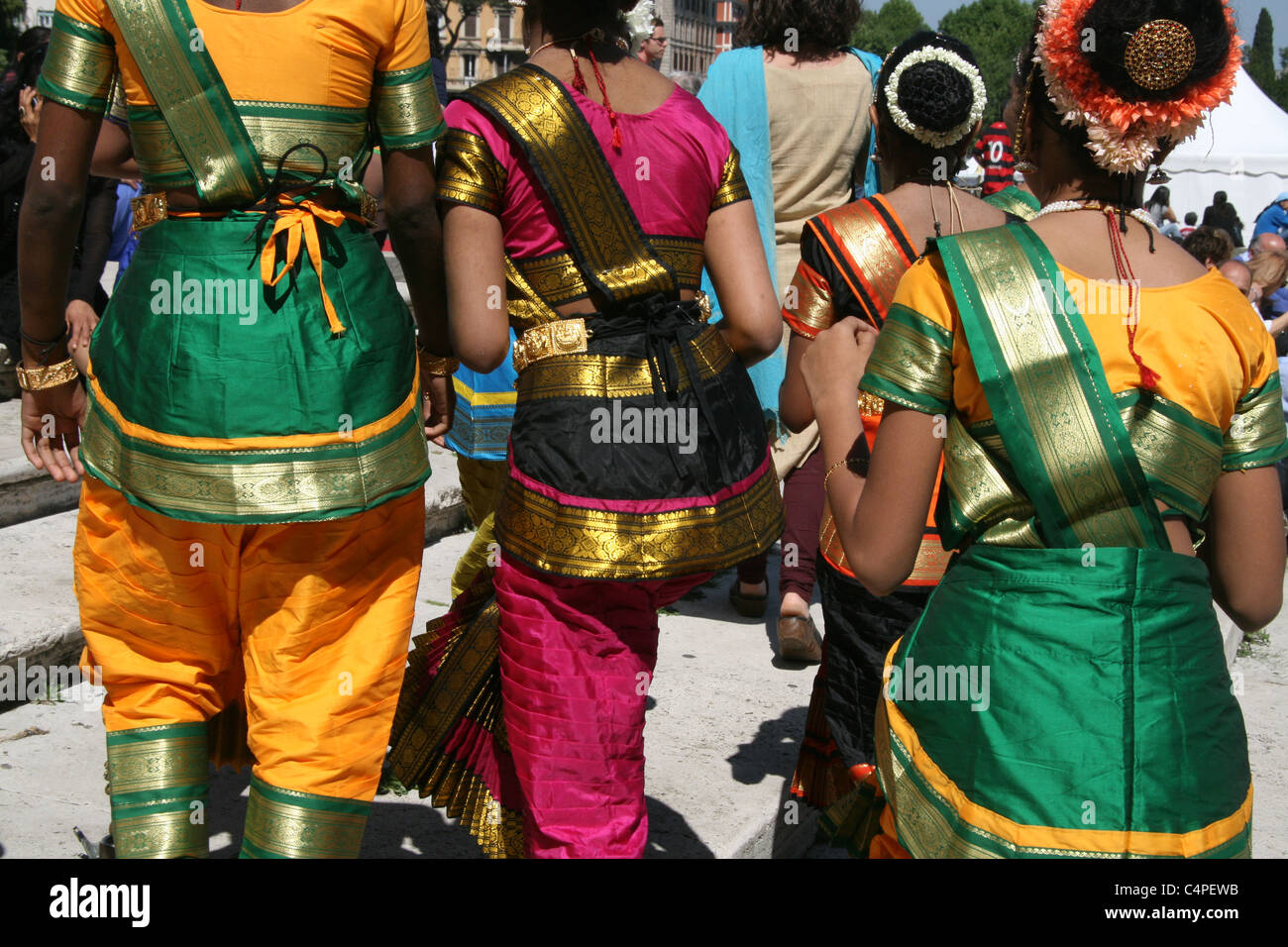 oriental indian dance group in rome italy Stock Photo - Alamy