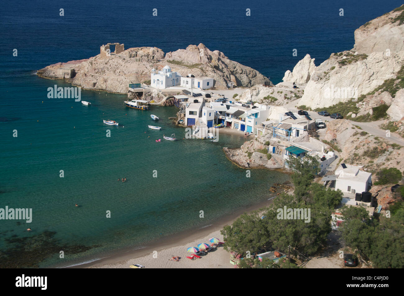 Dream hideaway of Firopotamos on the Cycladic island of Milos Stock ...