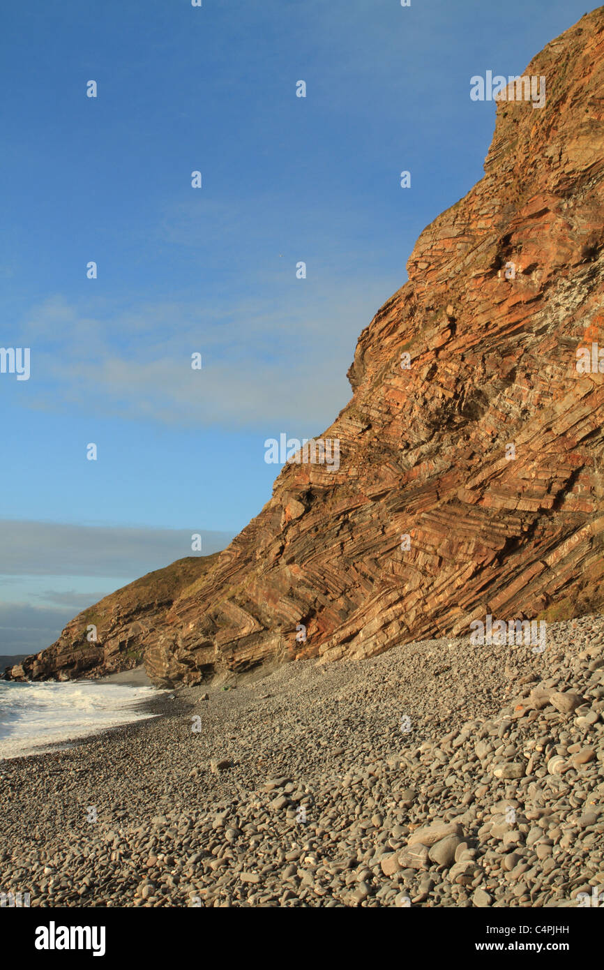Beach at Millook Haven with cliffs of geological interest, North ...