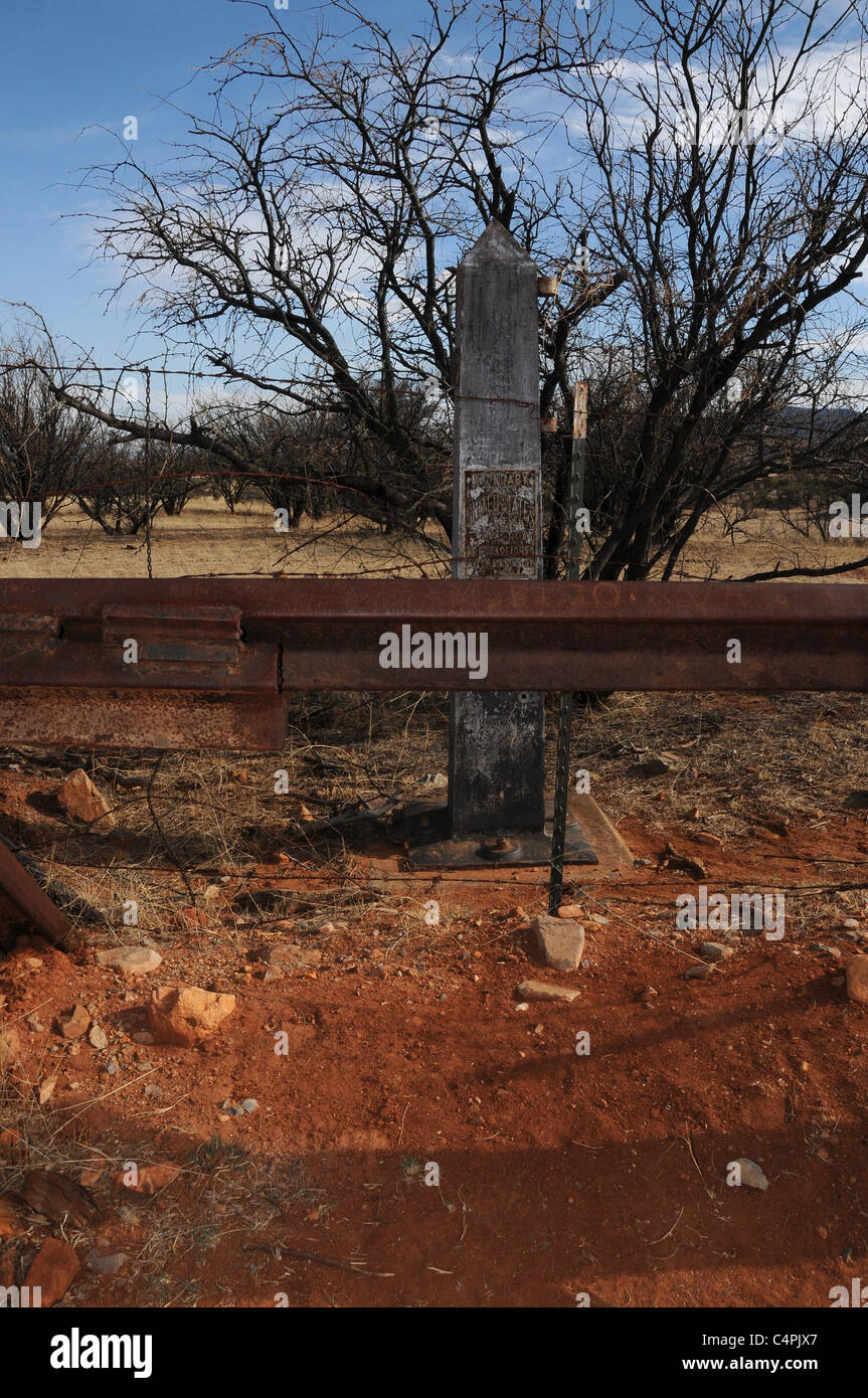 Holes cut in the fence at the Mexican border between Sonora and Lochiel ...