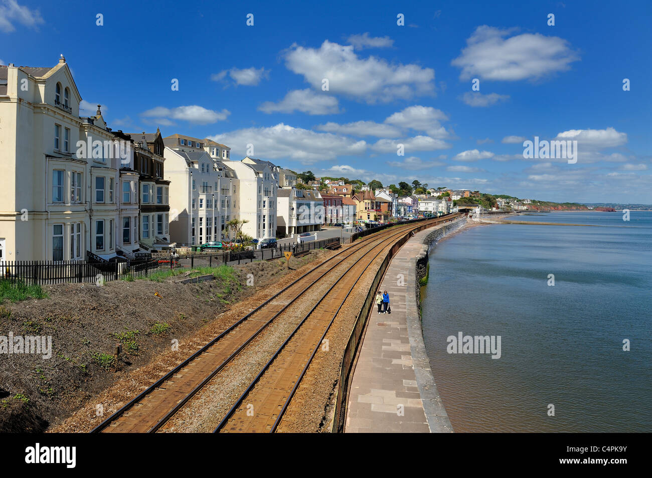 dawlish sea front and railway lines devon england uk Stock Photo - Alamy