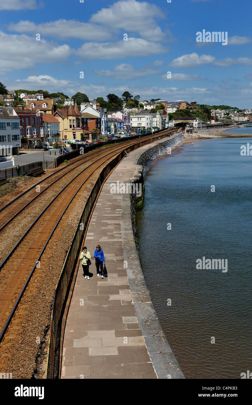 dawlish sea front and railway lines devon england uk Stock Photo - Alamy
