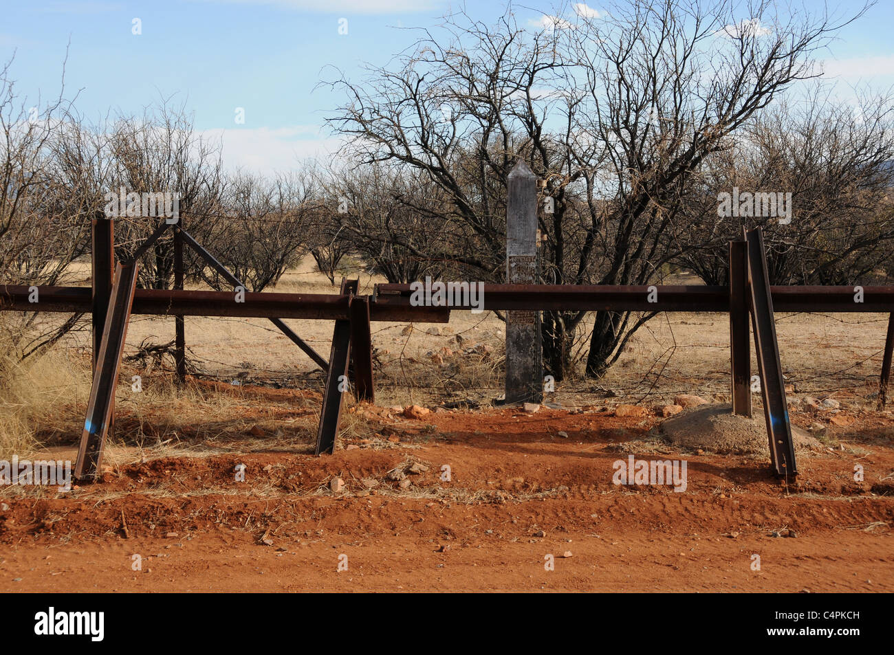 Holes cut in the fence at the Mexican border between Sonora and Lochiel ...