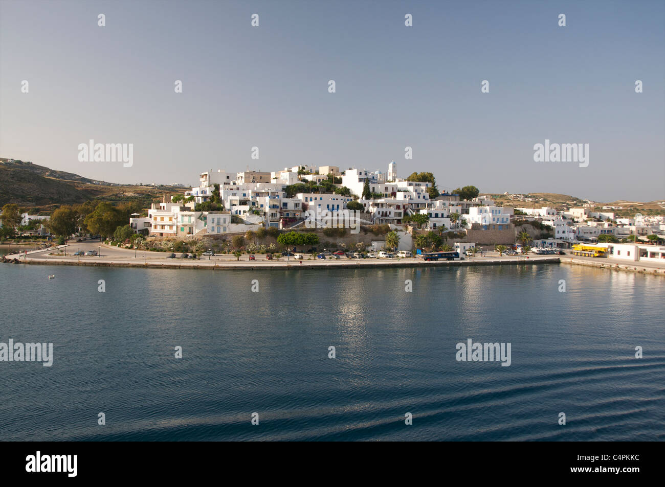 Adamas Port Milos Greece from the sea Stock Photo - Alamy