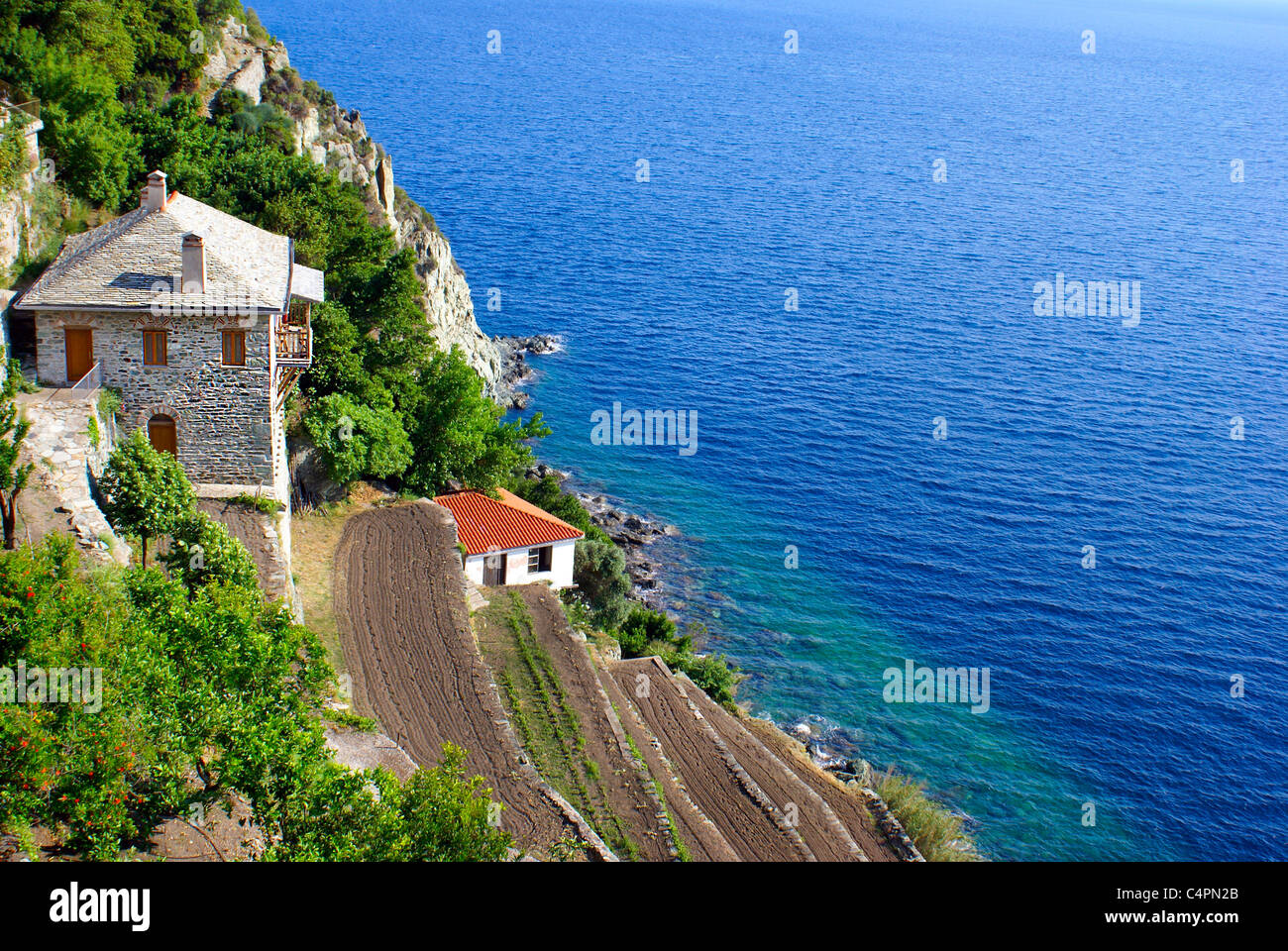 Monastery Dionisiou on Mount Athos, Chalkidiki, Greece Stock Photo - Alamy