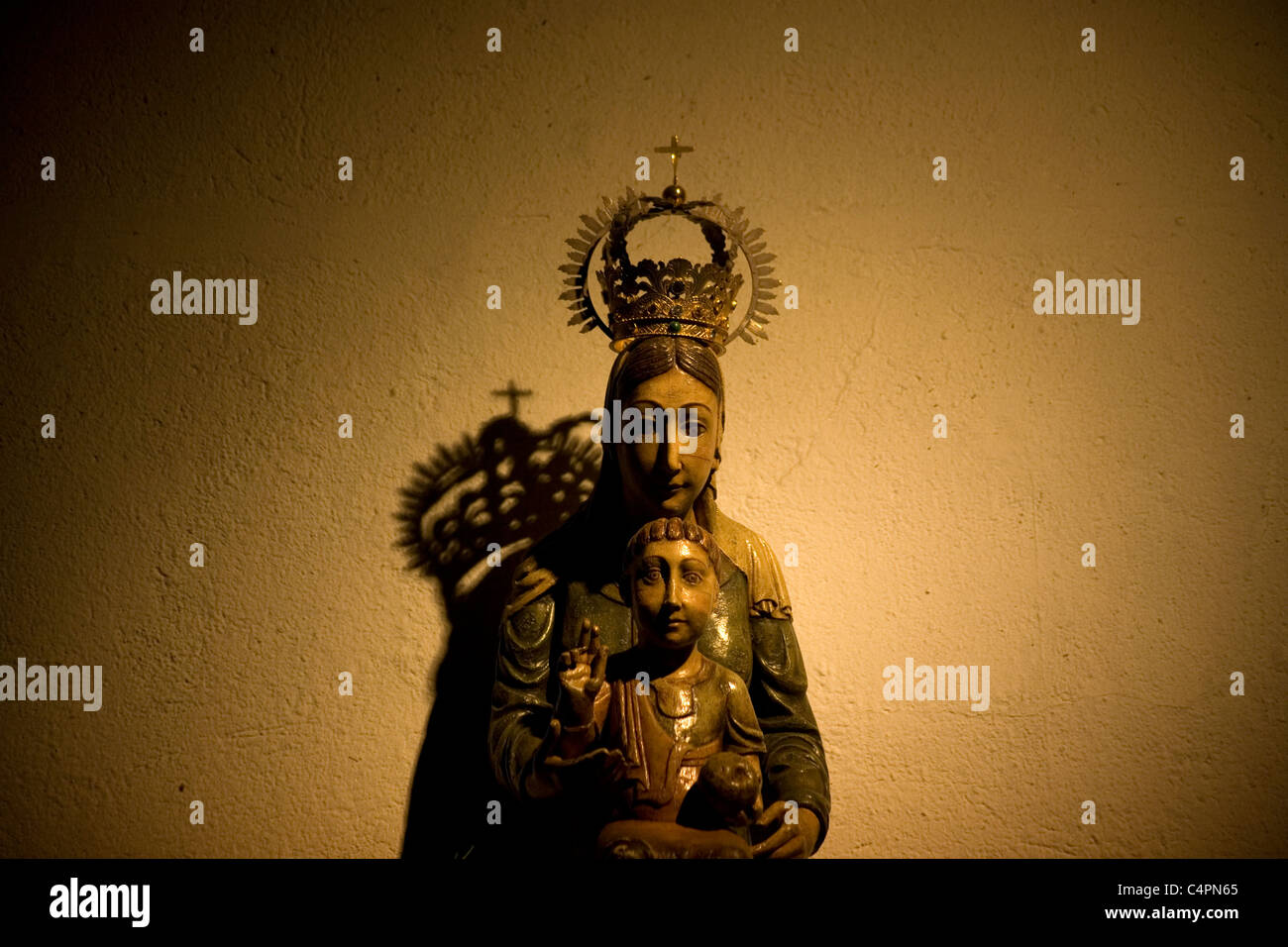 Santa Maria la Real Virgin Mary , sculpture in the church of O Cebreiro ...